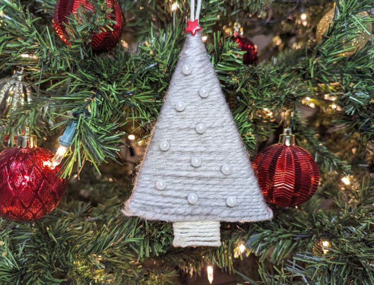 Yarn Wrapped Christmas Tree Ornaments - Rekindle My Dwelling